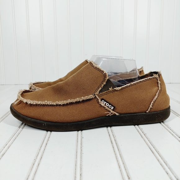 CROCS | Shoes | Crocs Mens Santa Cruz Brown Canvas Open Stitch Slip On ...
